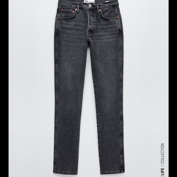 Zara | Jeans | New Zara High Rise Full Length Rigid Denim Straight Leg ...